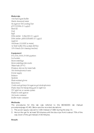 Plasmid Purification Using Alkaline Lysis Lab report - Plasmid ...
