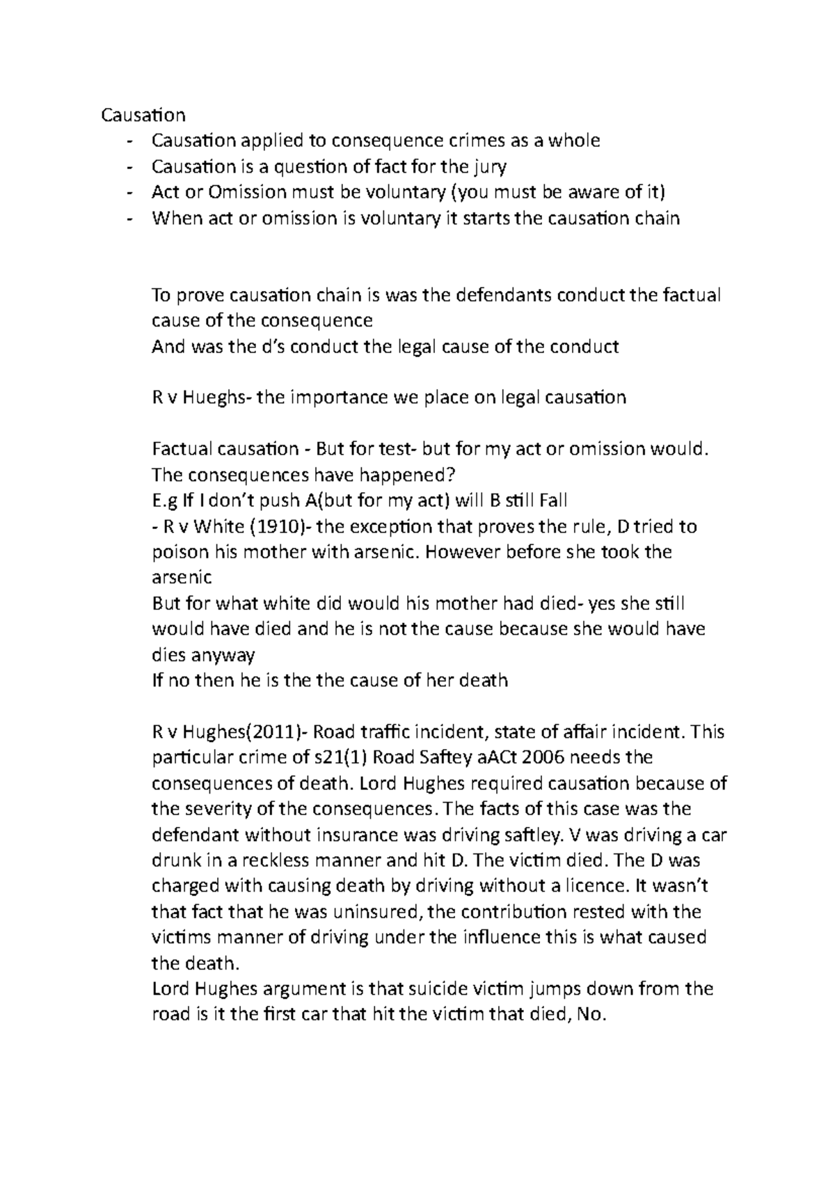 Causation Lecture Notes That Give An Insight On The World Of Law Detailed And Comprehensive