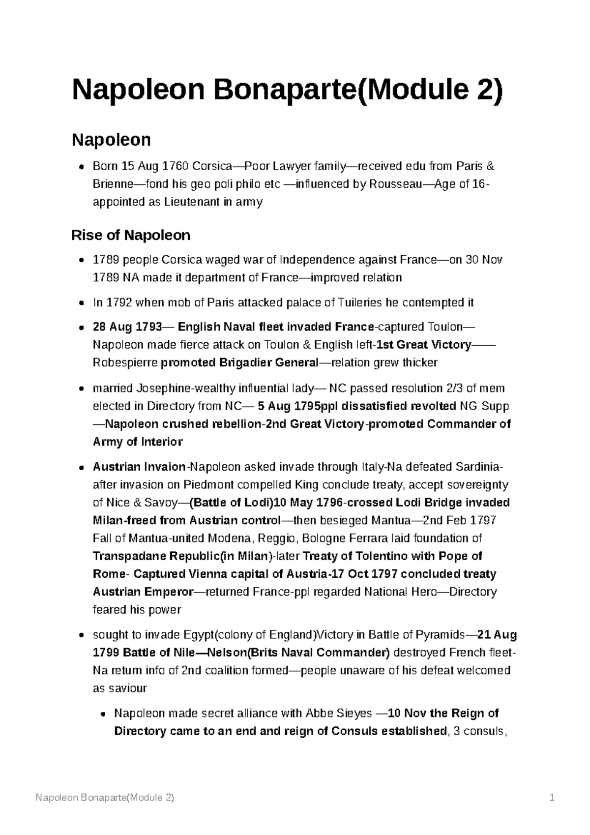 Napoleon Bonaparte(Module 2) - Napoleon Bonaparte(Module 2) Napoleon ...