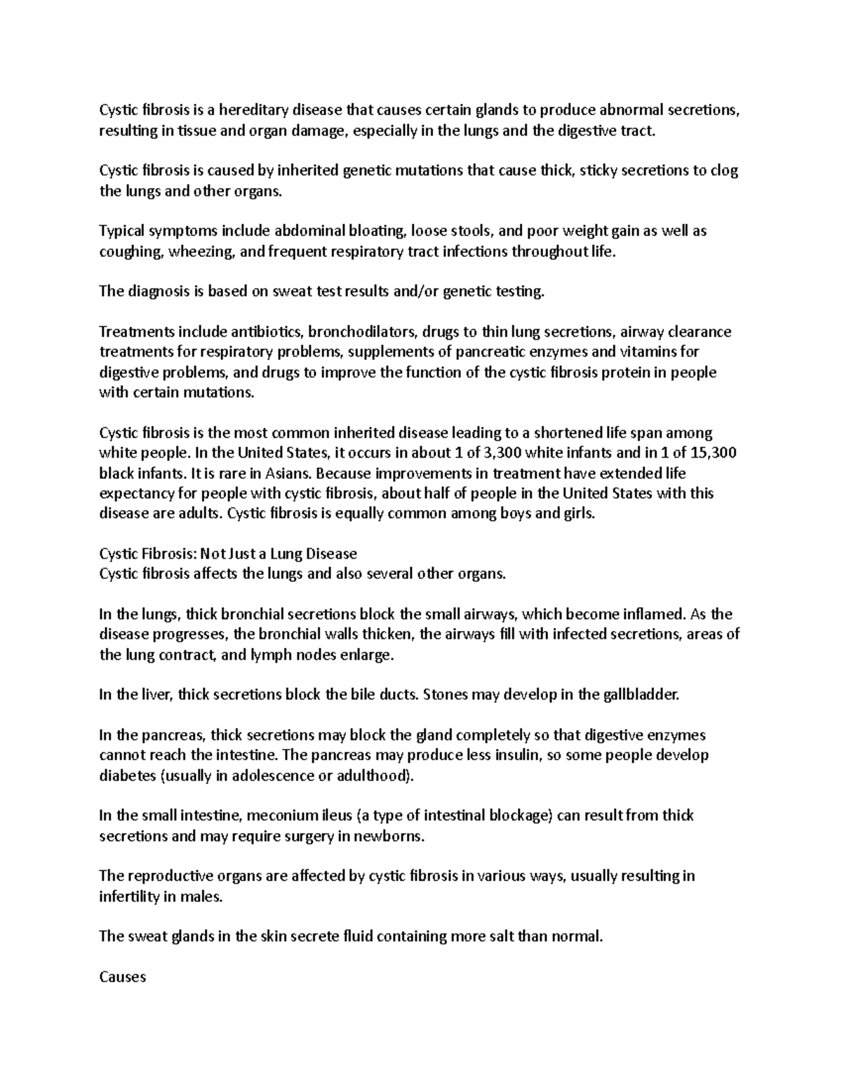 Cystic fibrosis - Cystic fibrosis is caused by inherited genetic ...