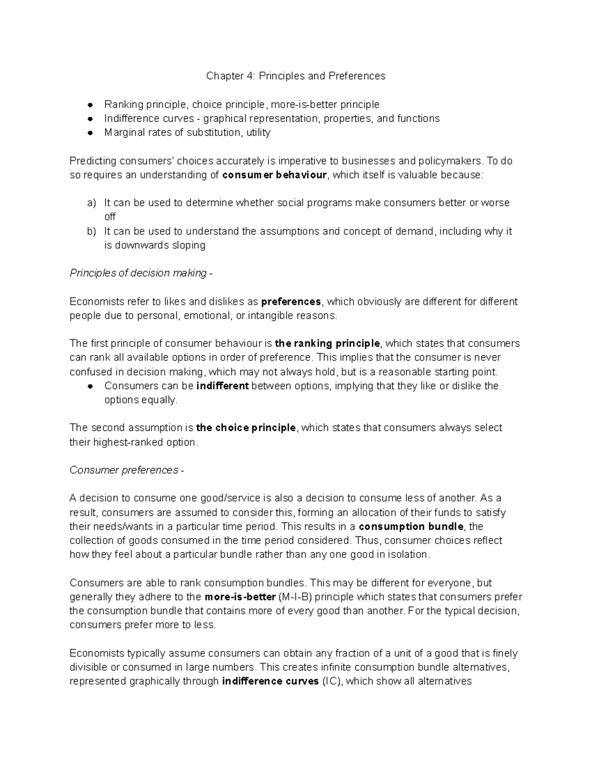 Chapter 4 Textbook Summary - Chapter 4: Principles and Preferences ...
