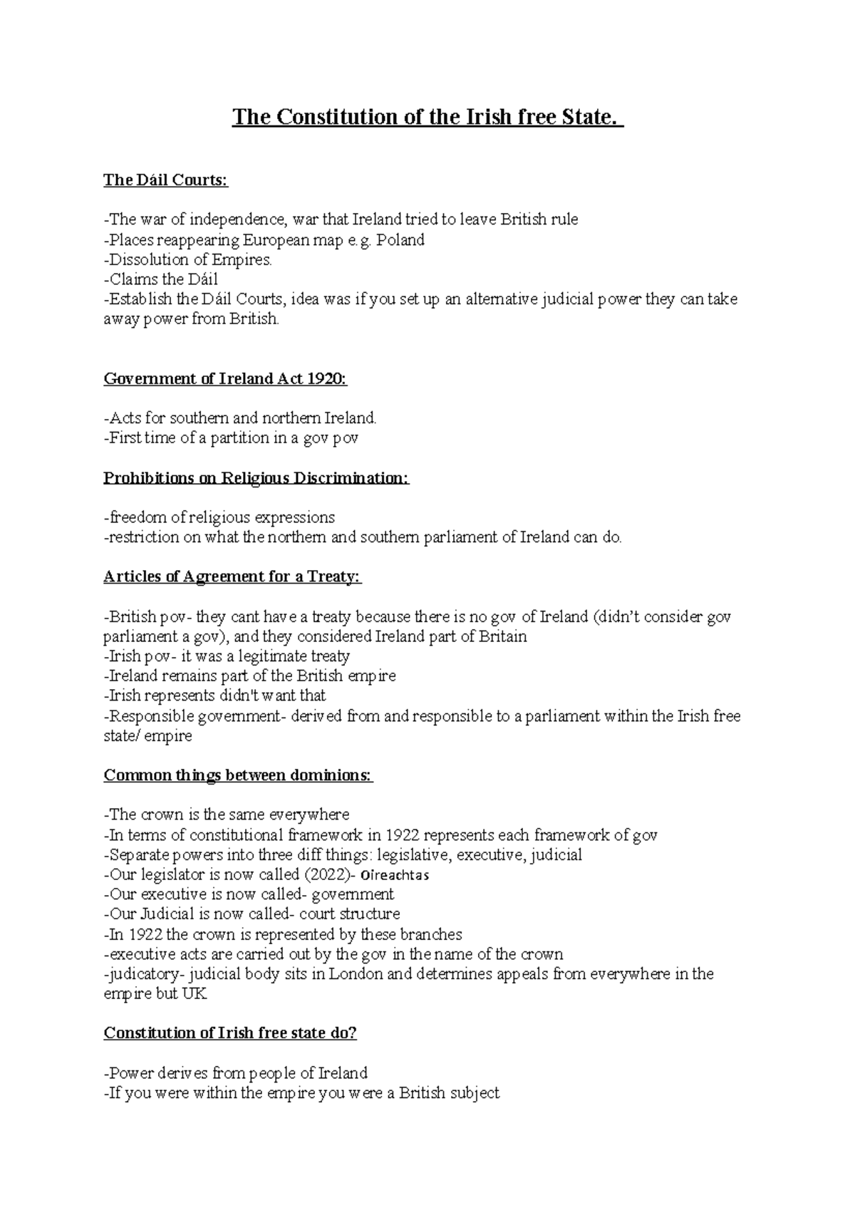 The Constitution of the Irish free State - The Dáil Courts: -The war of ...