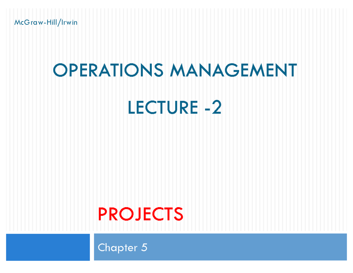 3351 - Project Management - 1spp - McGraw-Hill/Irwin PROJECTS Chapter 5 ...