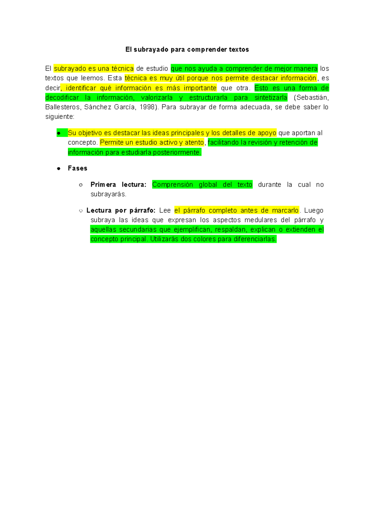 IVU Actividad 7 Dulcesuarez - El subrayado para comprender textos El ...
