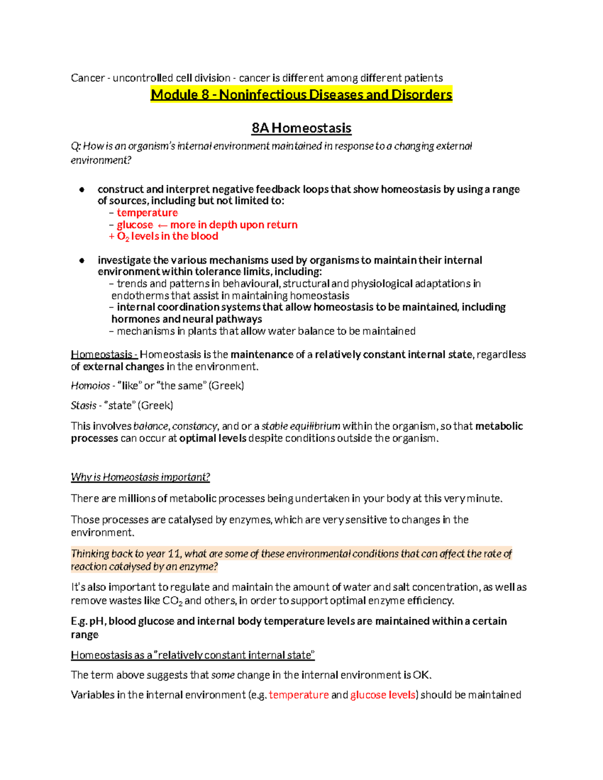 HSC Biology Module 8 Notes For Year 12's - Cancer - uncontrolled cell ...