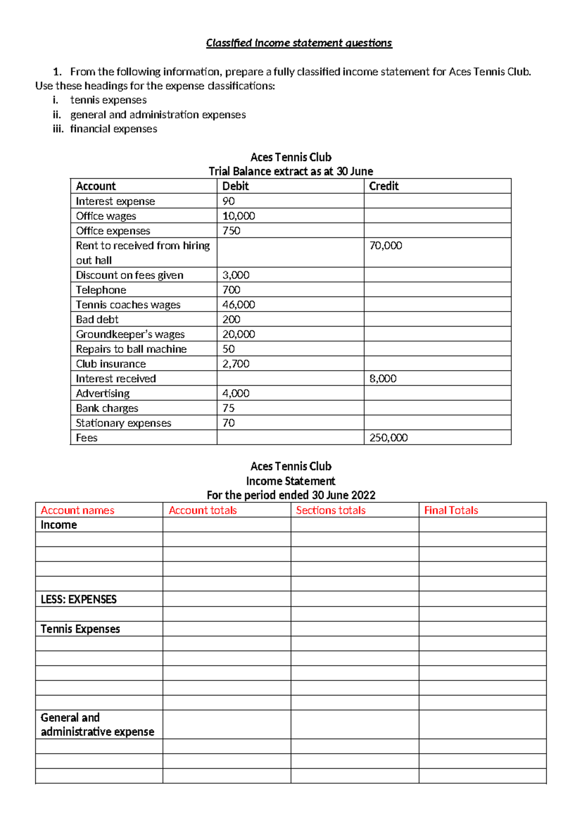 safsdfas fasdfasdf - Classified income statement questions From the ...