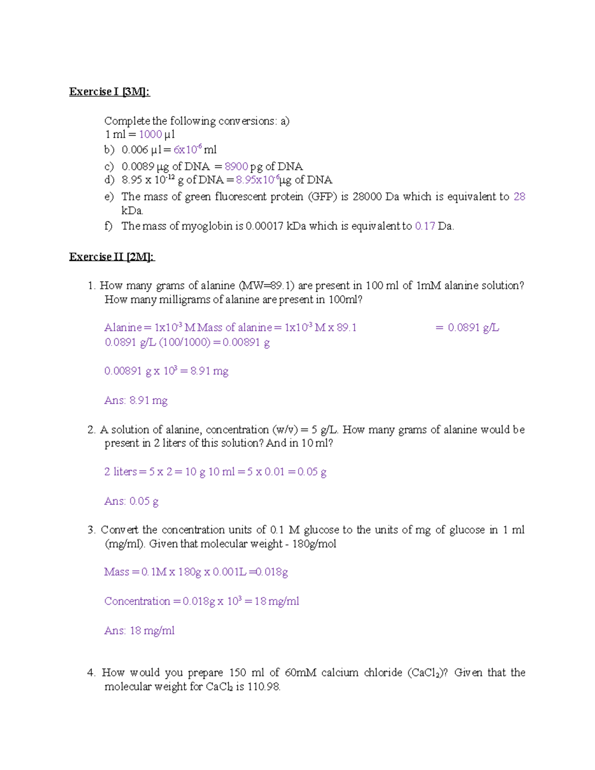 HBC1011 Practical 1 Exercise I 3M Complete The Following