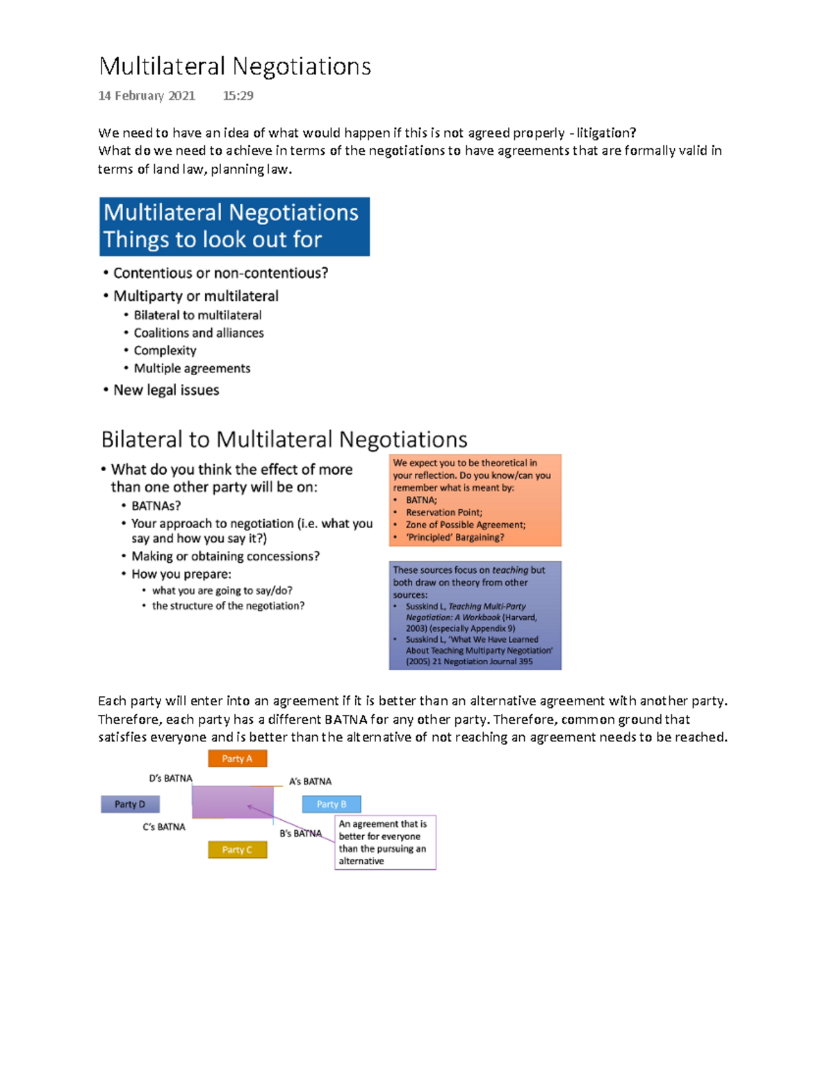 Multilateral Negotiations - We need to have an idea of what would ...
