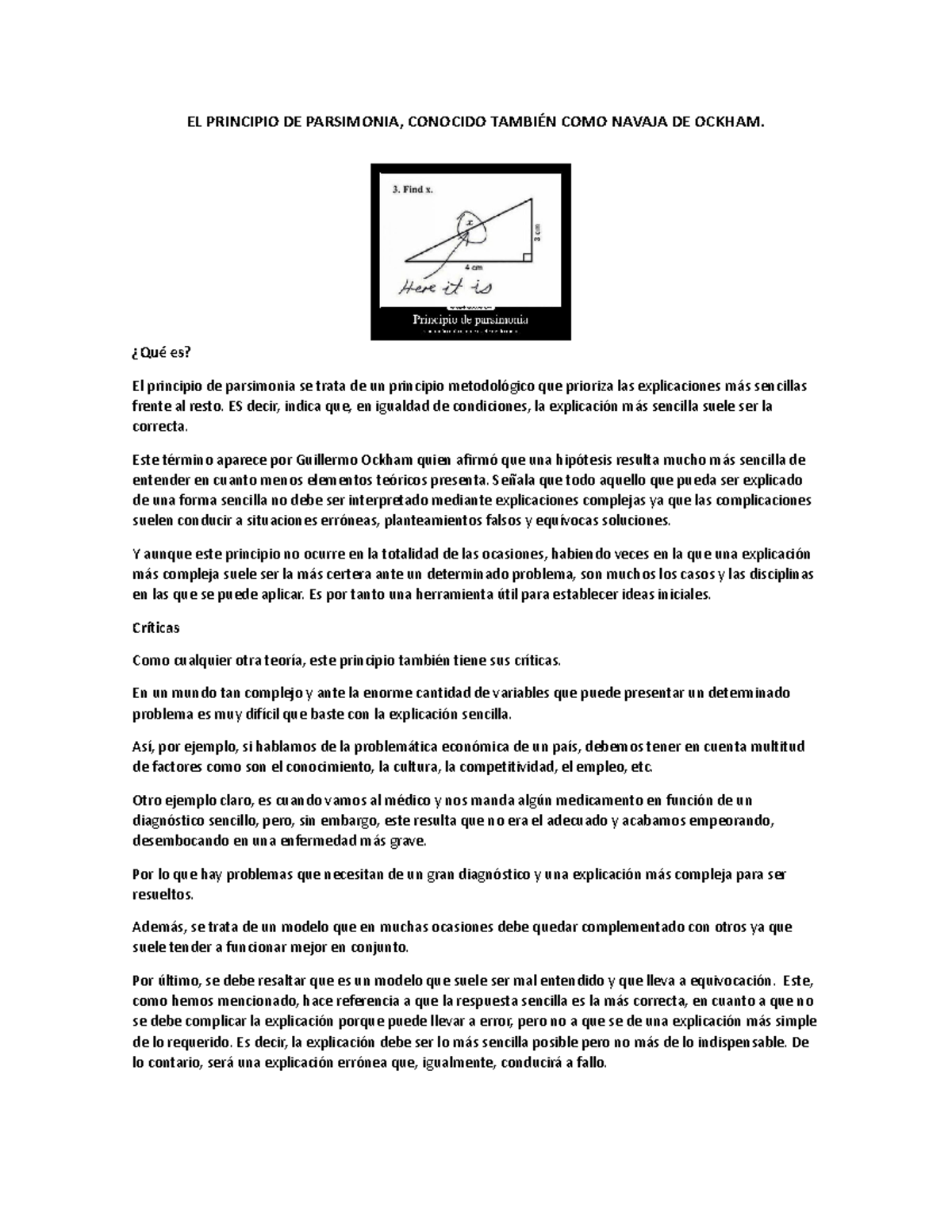 Principio de parsimonia^ - EL PRINCIPIO DE PARSIMONIA, CONOCIDO TAMBIÉN ...