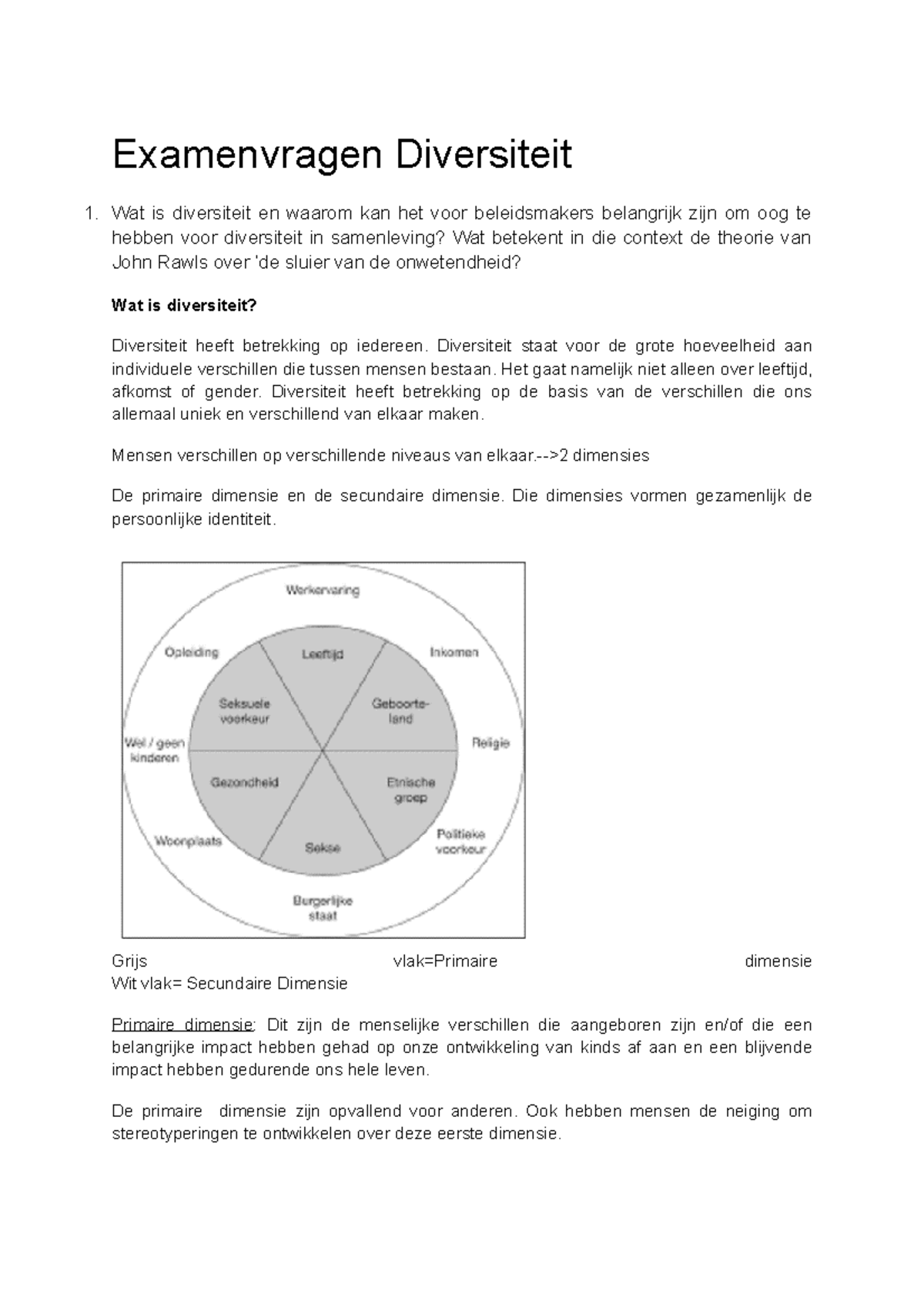 Examenvragen Diversiteit - Wat is diversiteit en waarom kan het voor beleidsmakers belangrijk ...