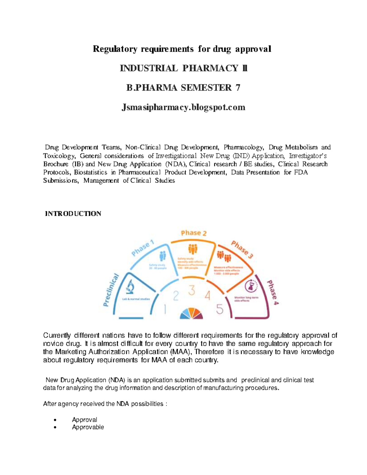 Unit-3 - Unit-3 - Regulatory requirements for drug approval INDUSTRIAL ...