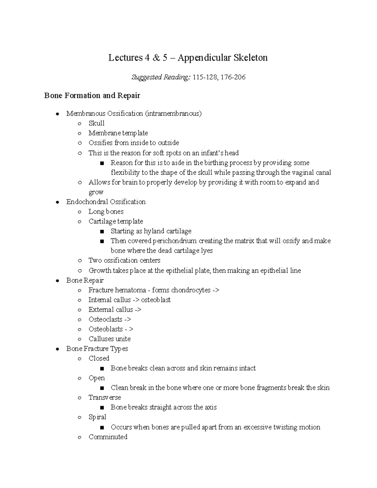 Anatomy Lectures 4 & 5 – Appendicular Skeleton - Lectures 4 & 5 ...