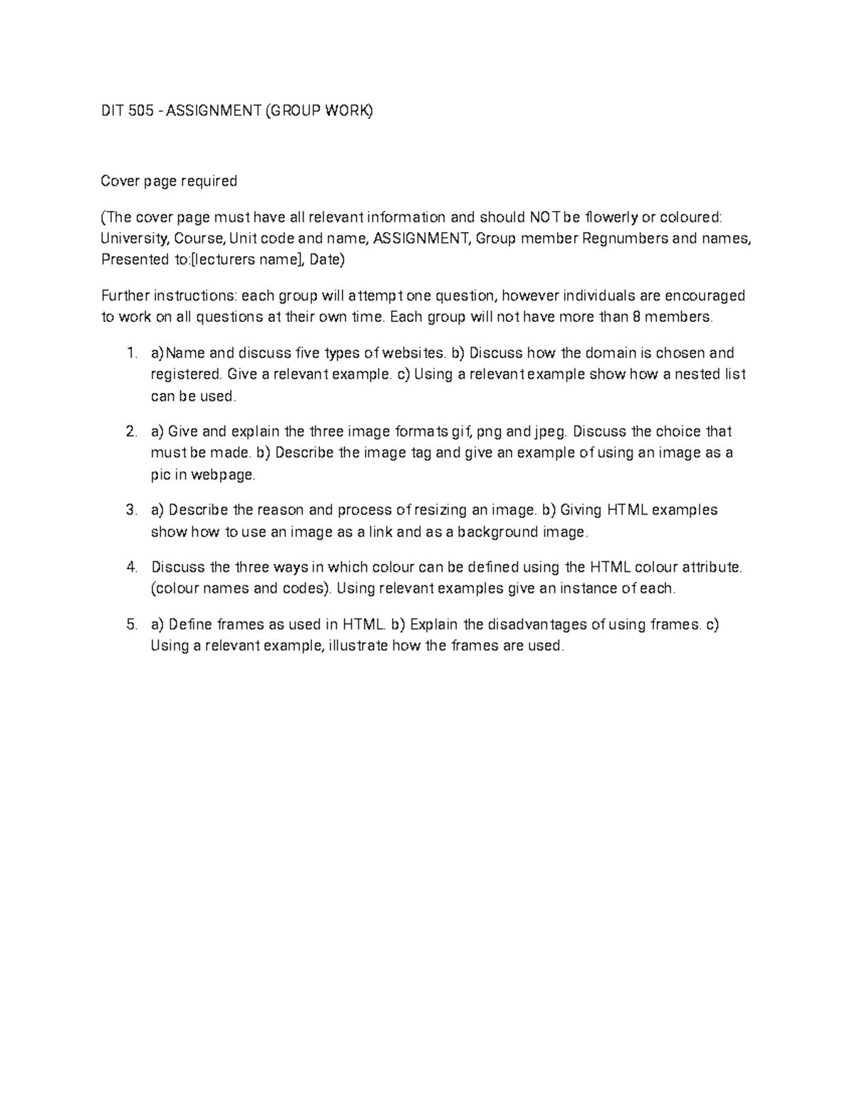 DIT 505 - Assignment 1 - notes - DIT 505 - ASSIGNMENT (GROUP WORK ...