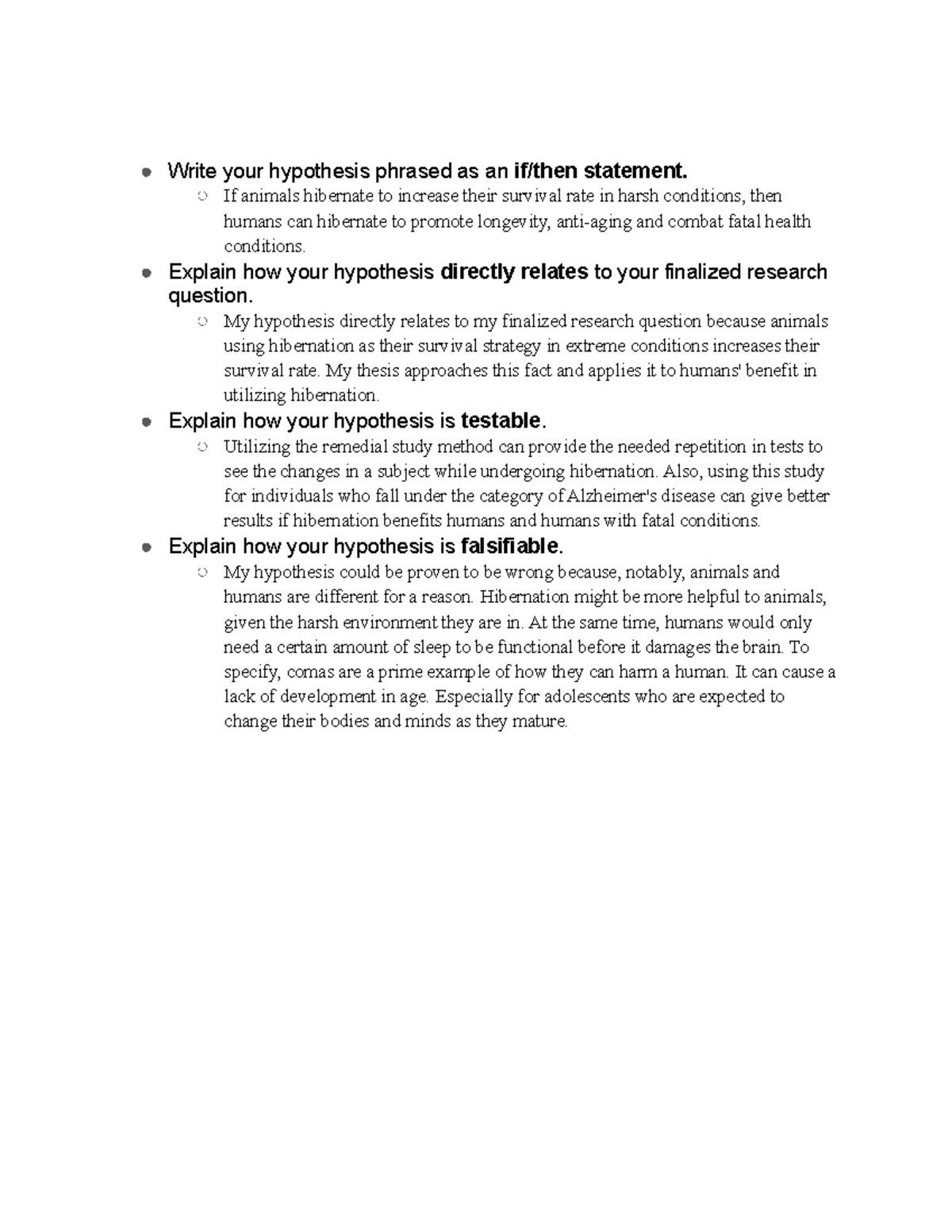 {SCI-100} 4-2 Activity Turning Questions Into Hypotheses - Write your ...