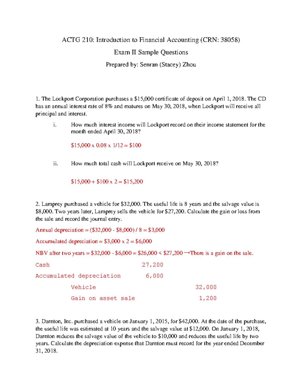 Exam 2 Sample Questions - solutions - ACTG 210: Introduction to ...