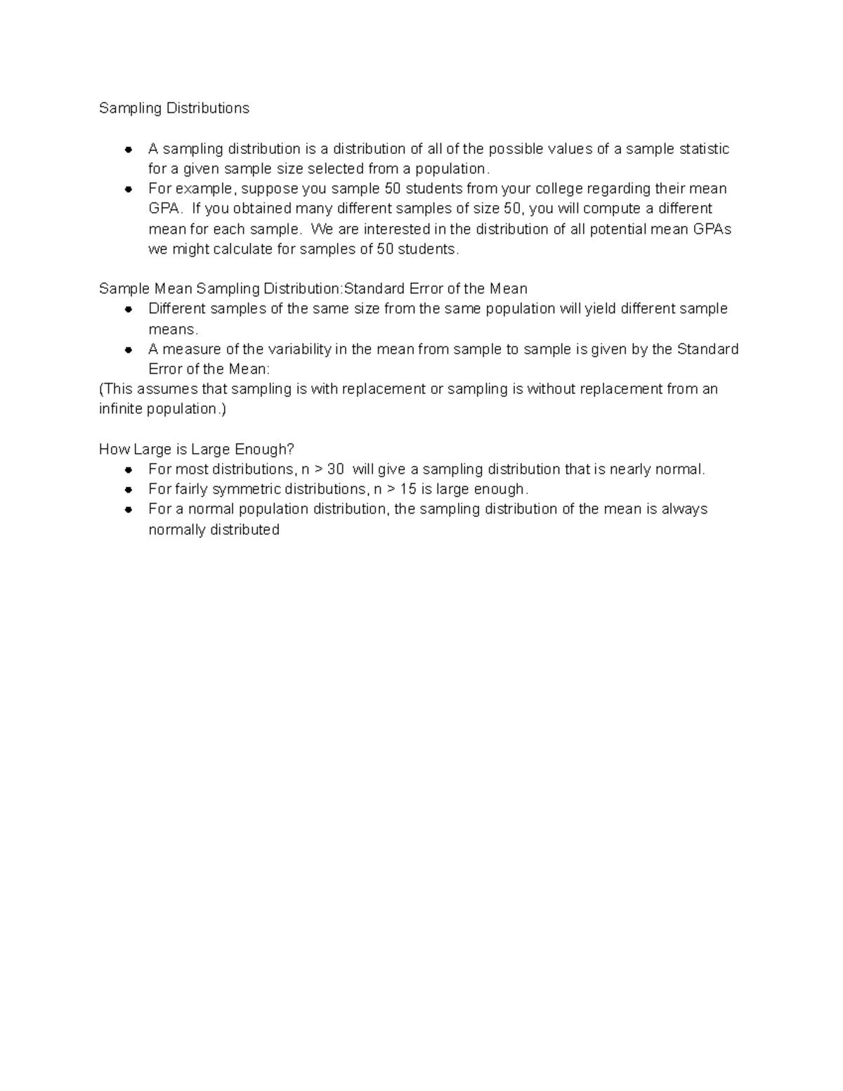 Chapter 7 Notes - Google Docs - Sampling Distributions A sampling ...