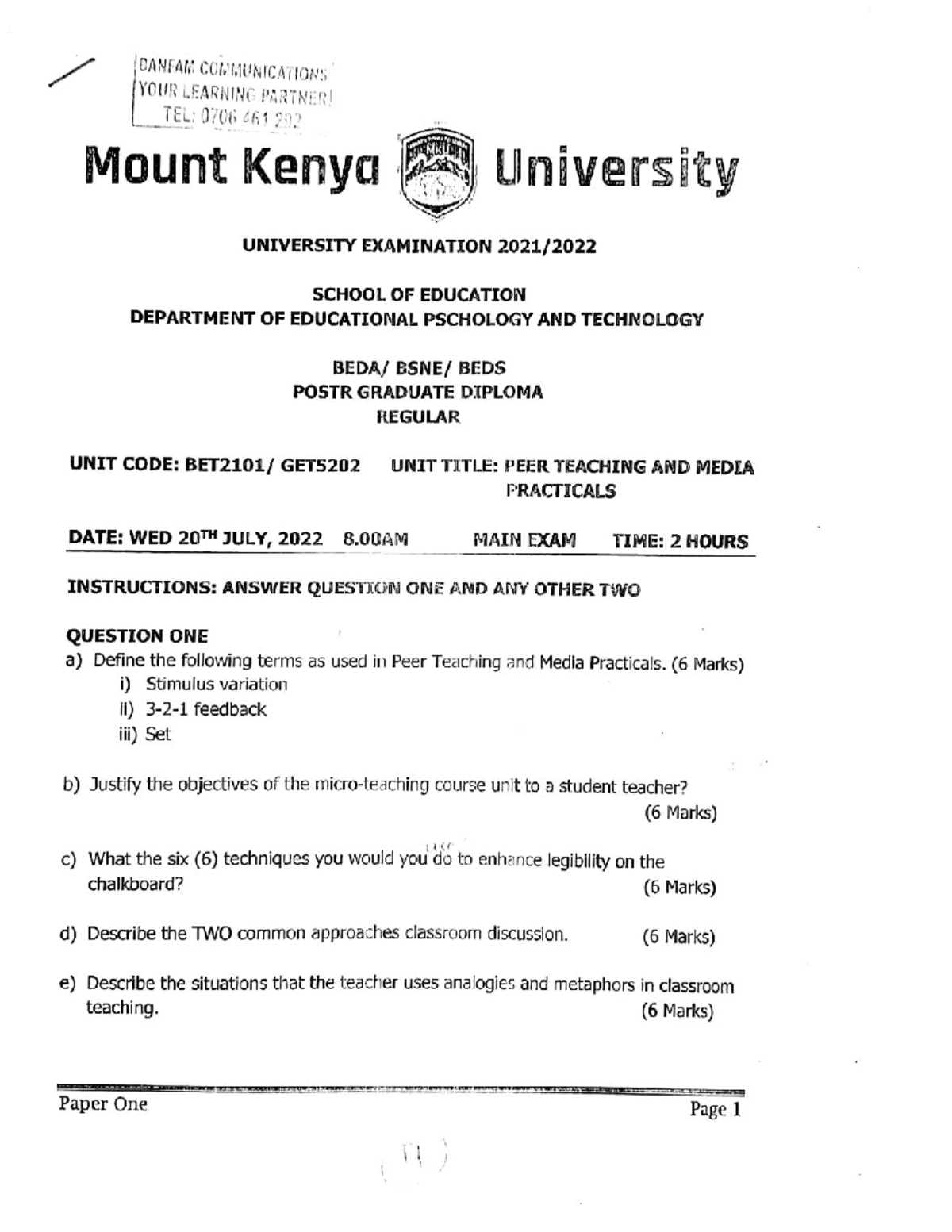 PEER Teaching Questions - peer teaching and media practicals - Studocu