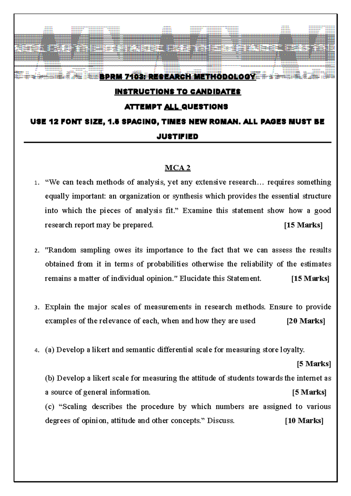 BPRM7103 Research Methodology-MCA 2 - BPRM 7103: RESEARCH METHODOLOGY ...