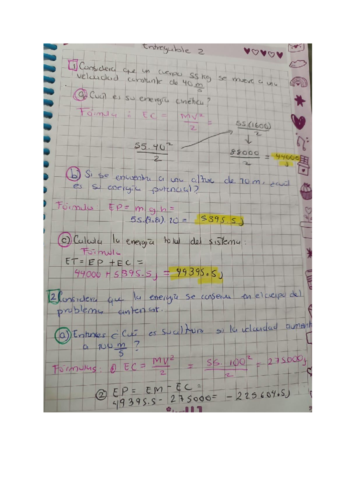 Mecánica, entregable 2 - 1 velouded constant de 40m Consideral are in ...