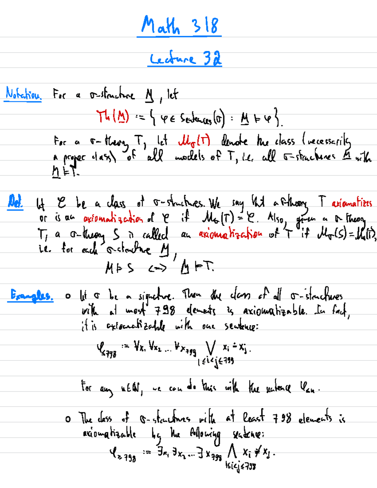 Lecture 32 - 2020 - Math 318 Lecture 32 Notation . For a r - structure ...