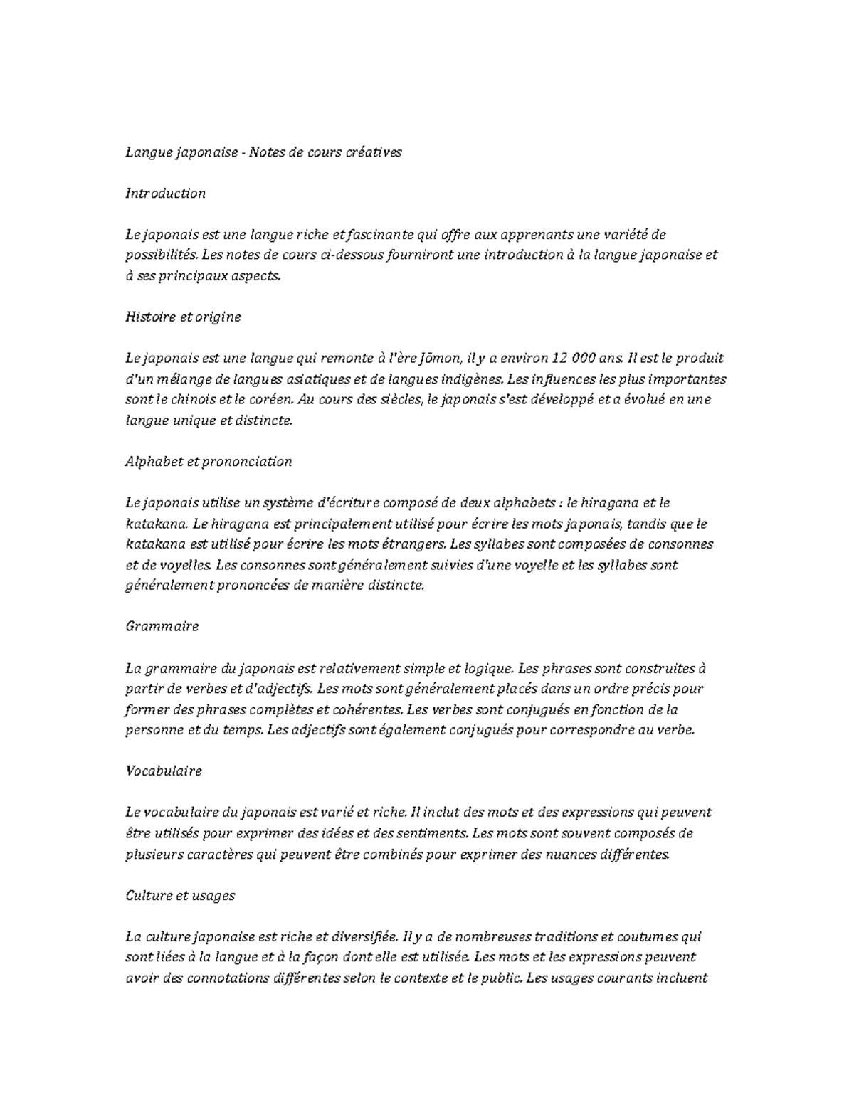Japanese Language note study - Langue japonaise - Notes de cours ...