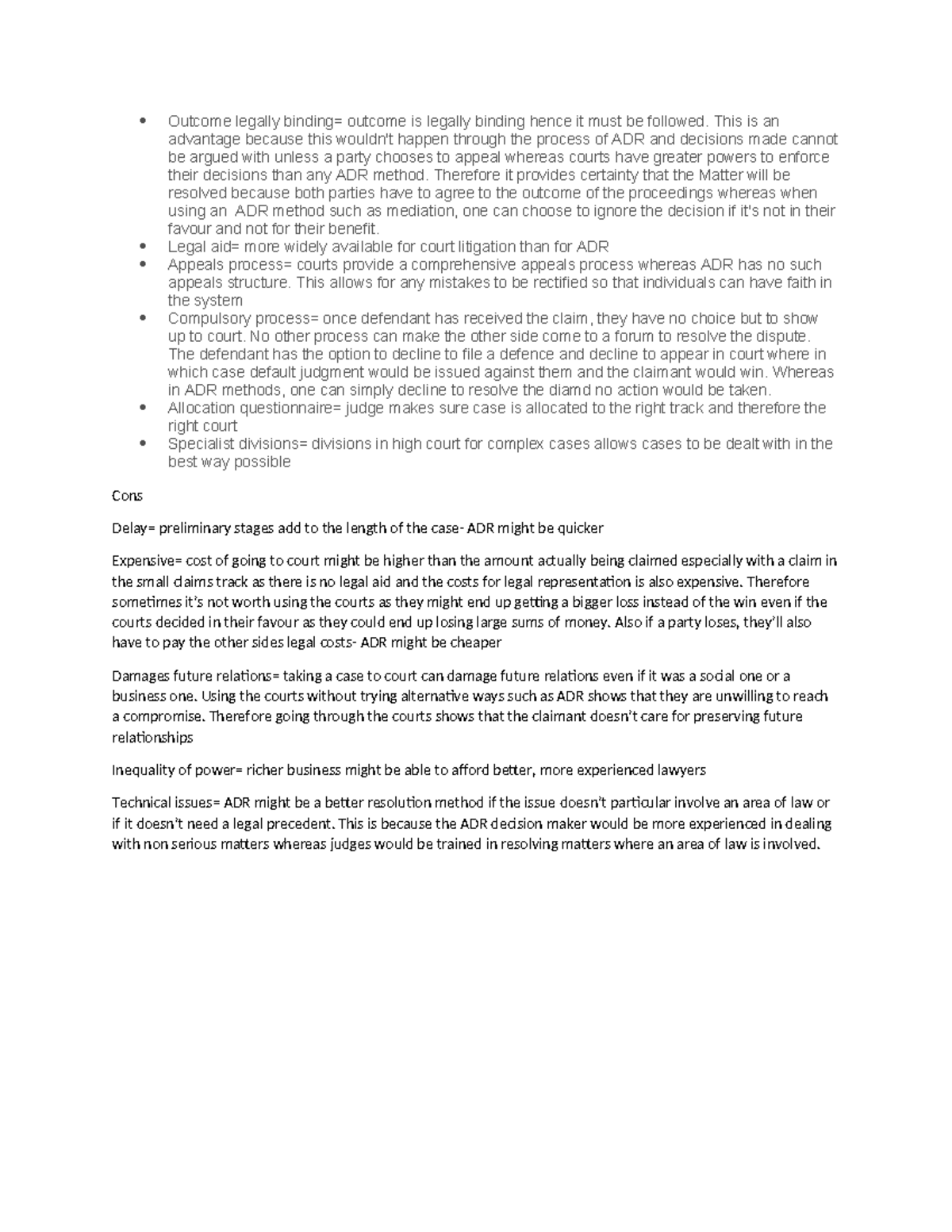 Law letter - Outcome legally binding= outcome is legally binding hence ...