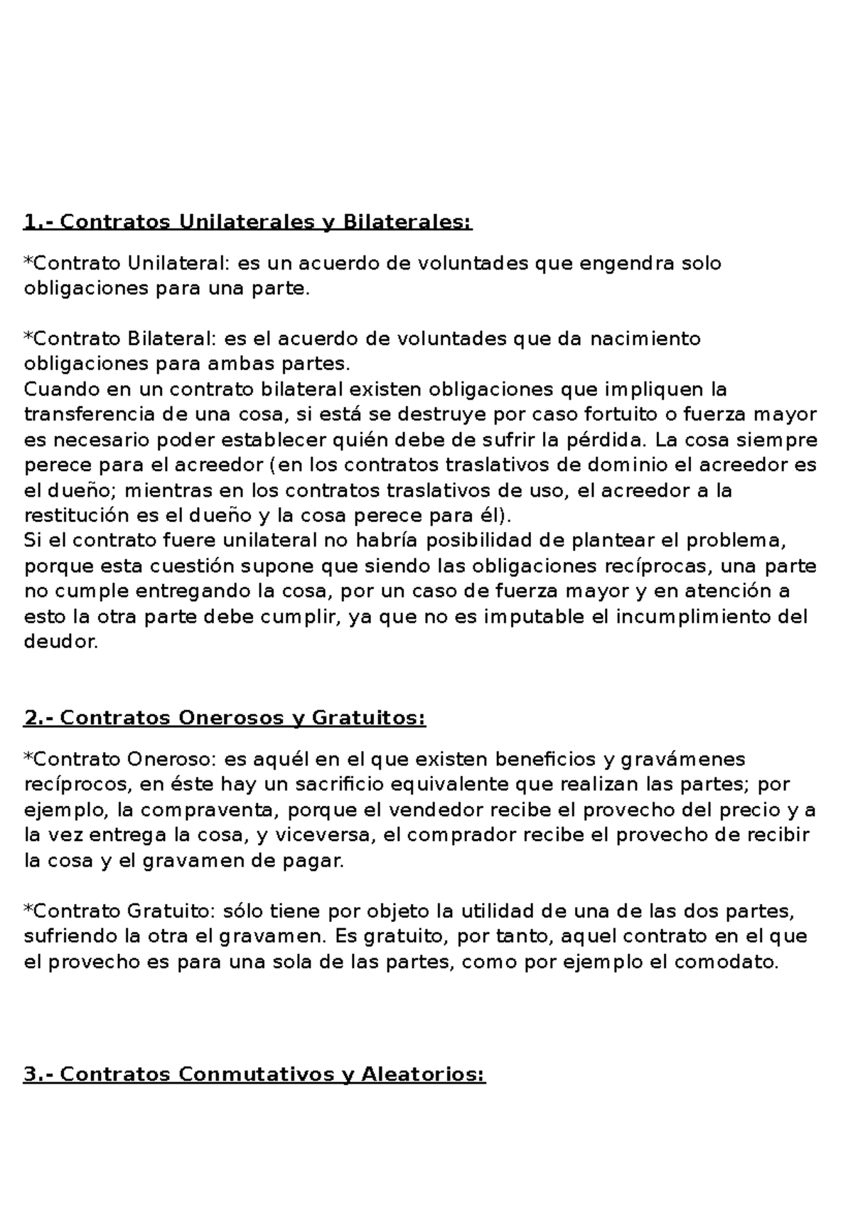 1 - microecomia - Contratos Unilaterales y Bilaterales: Unilateral: es ...