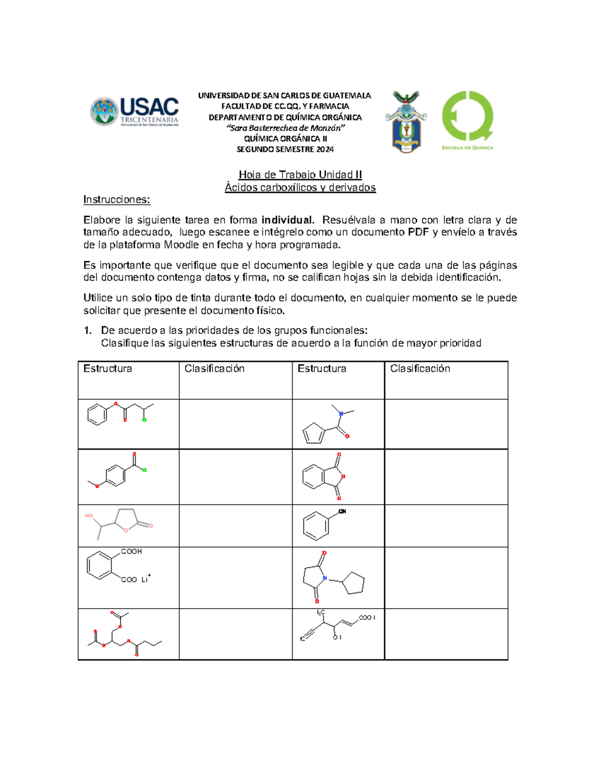 HT5-QOII-2024 - Hoja de trabajo 5 - UNIVERSIDAD DE SAN CARLOS DE ...