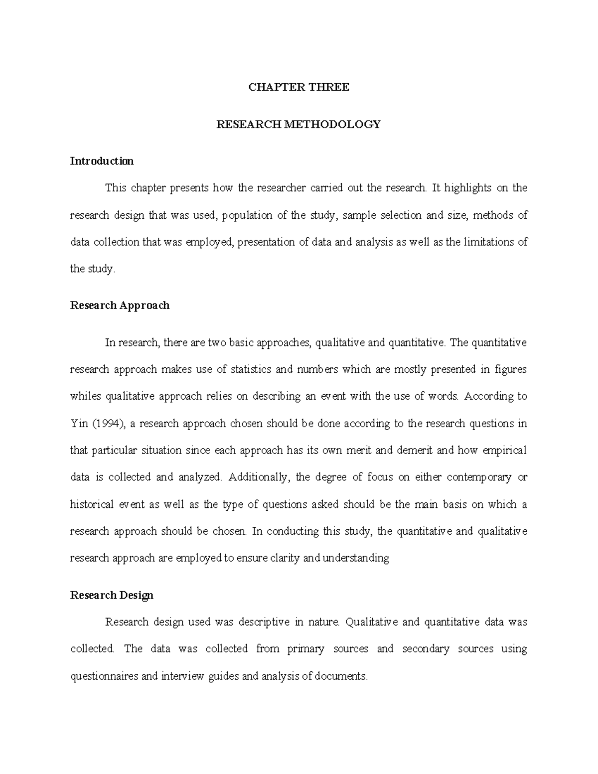 Methodology - CHAPTER THREE RESEARCH METHODOLOGY Introduction This ...