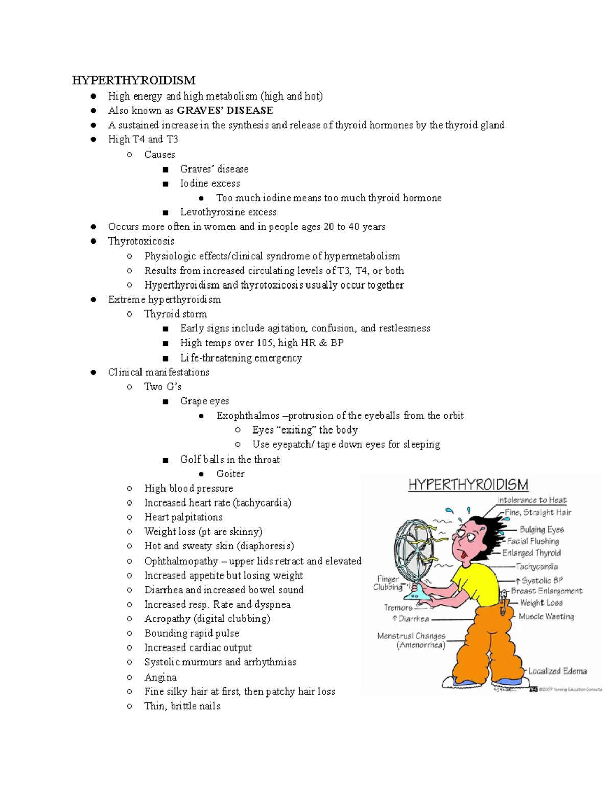 Hyperthyroidism - study guide - HYPERTHYROIDISM High energy and high ...