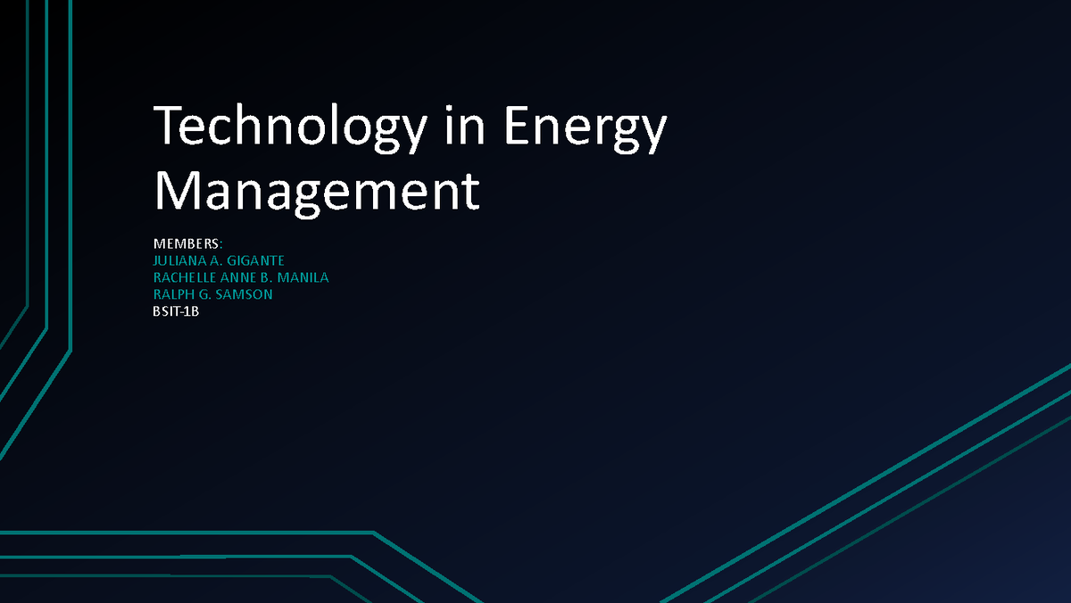 Technology in Energy Management - Technology in Energy Management ...