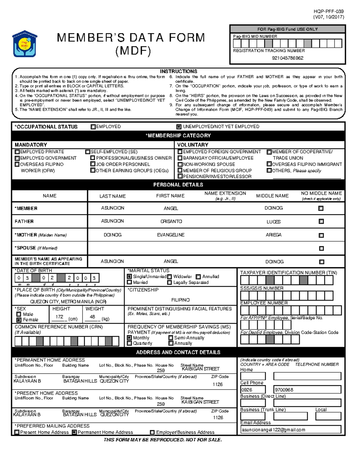 MDF - gbbjugb - M EM BER’S DAT A FORM (M DF) FOR Pag-IBIG Fund USE ONLY ...