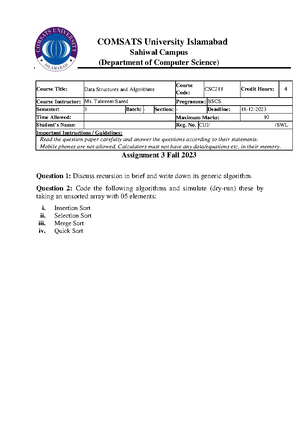 Assignment.4 Pak Studies - COMSATS University Islamabad, Virtual Campus HUM111 Pakistan Studies ...