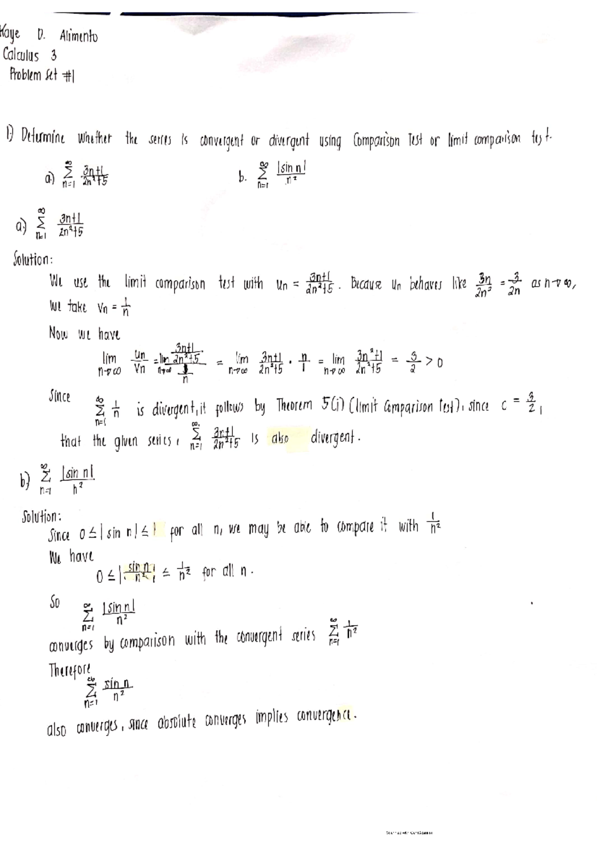 Alimento Calculus 3 Problem Set #1 - Calculus 3 - Studocu
