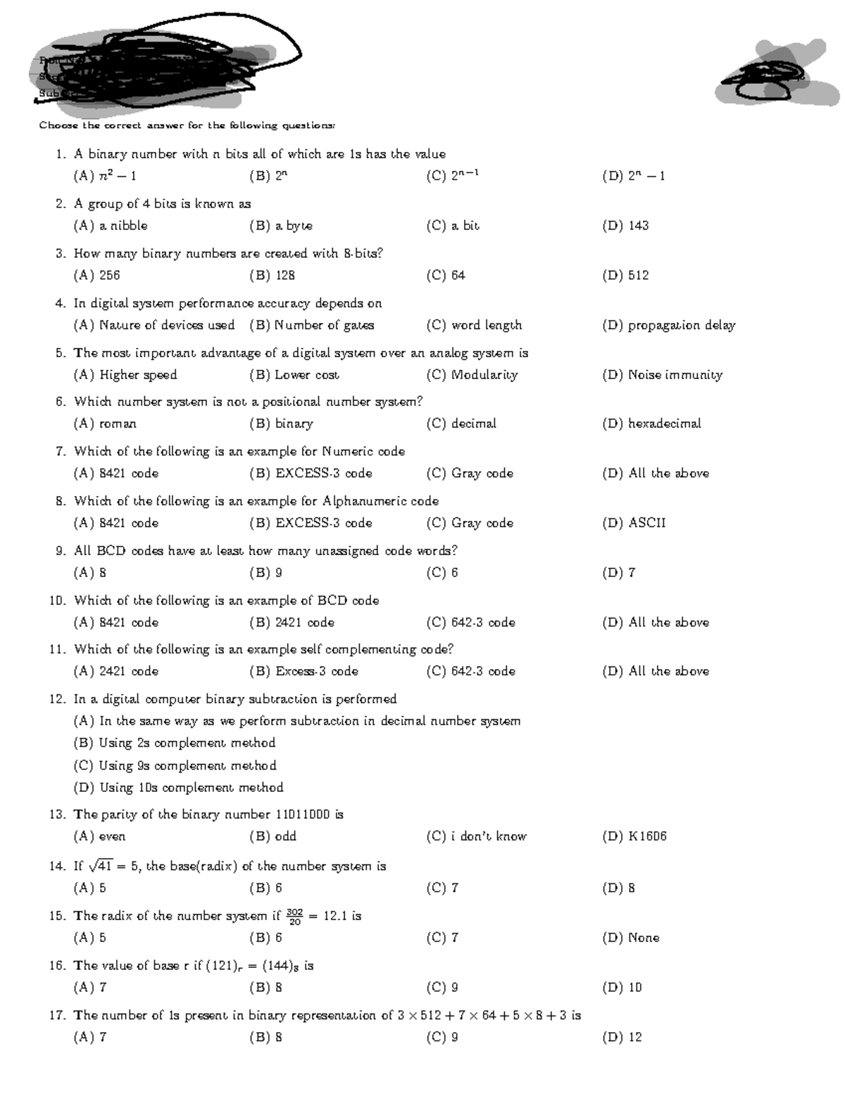 ECE213 MCQ - Important questions in mcq format with answers. - Roll No:.XXXXXXXXXXXXXXX. Section ...