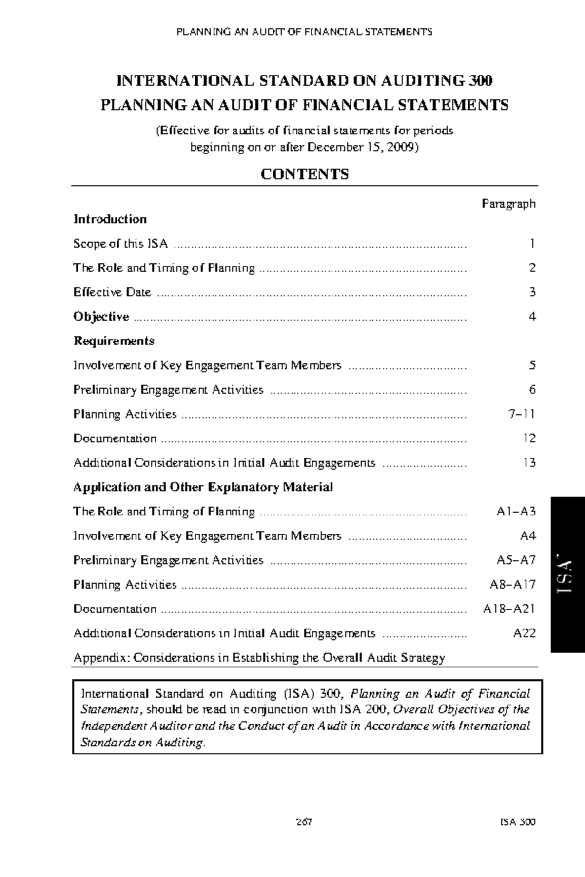 ISA 300 Auditing Standard - INTERNATIONAL STANDARD ON AUDITING 300 PLANNING AN AUDIT OF ...