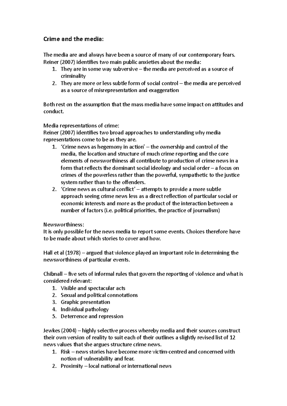 Crime and the media Reading - Crime and the media: The media are and ...