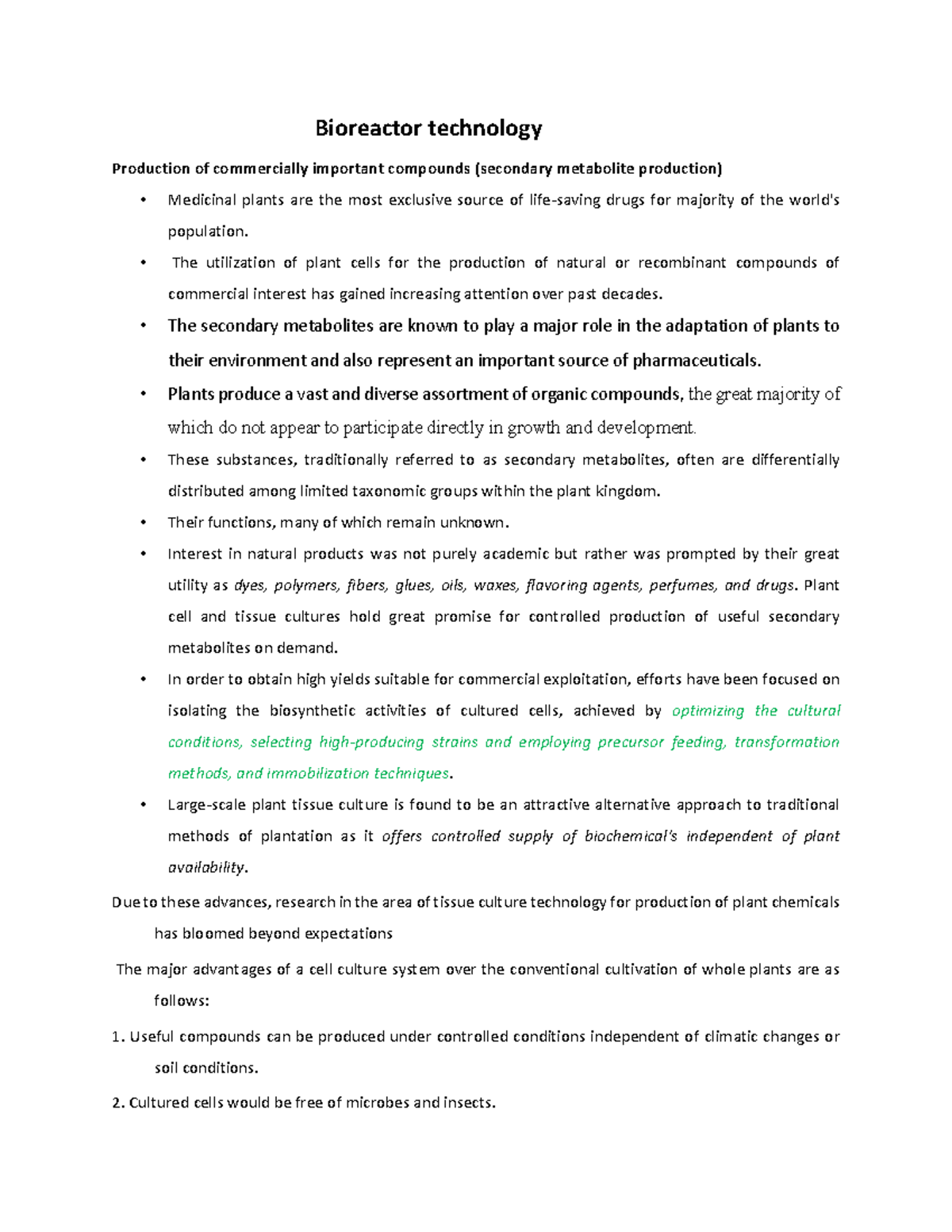Bioreactor Technology Notes Bioreactor Technology Production Of