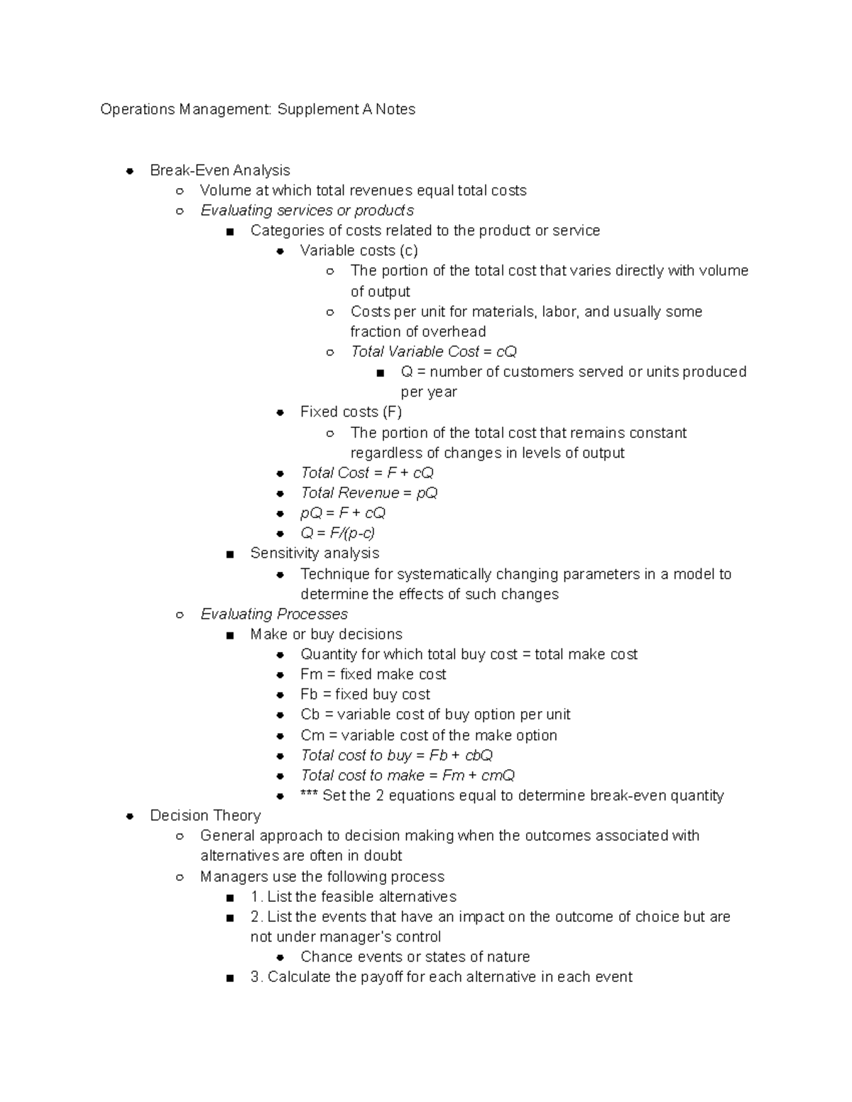 Supplement A Notes - Professor Arthur Hudson - Operations Management ...