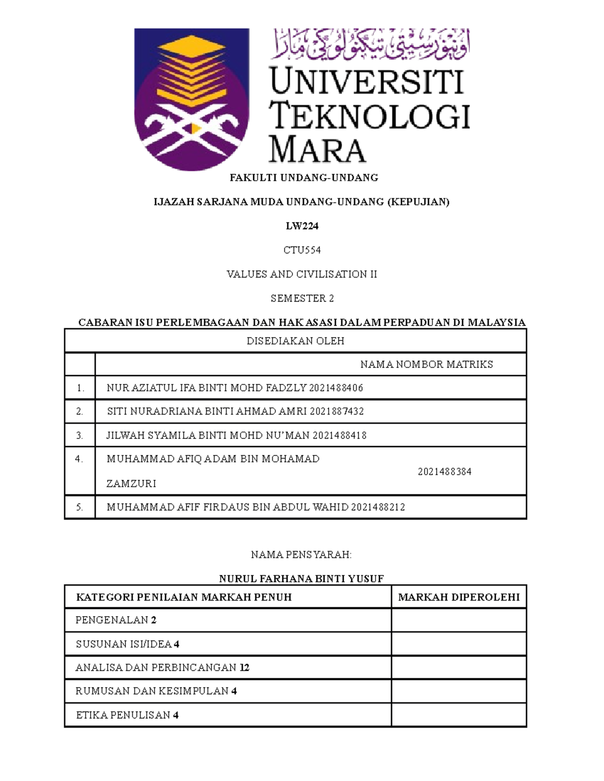 Contoh Tugasan Kertas Kerja ( Cabaran ISU Perlembagaan DAN HAK Asasi ...