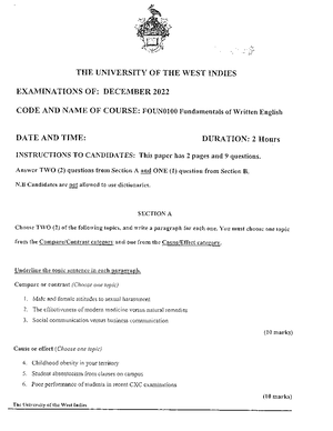 April-May 2017 Past Paper - THE UNIVERSITY OF THE WEST INDIES ...