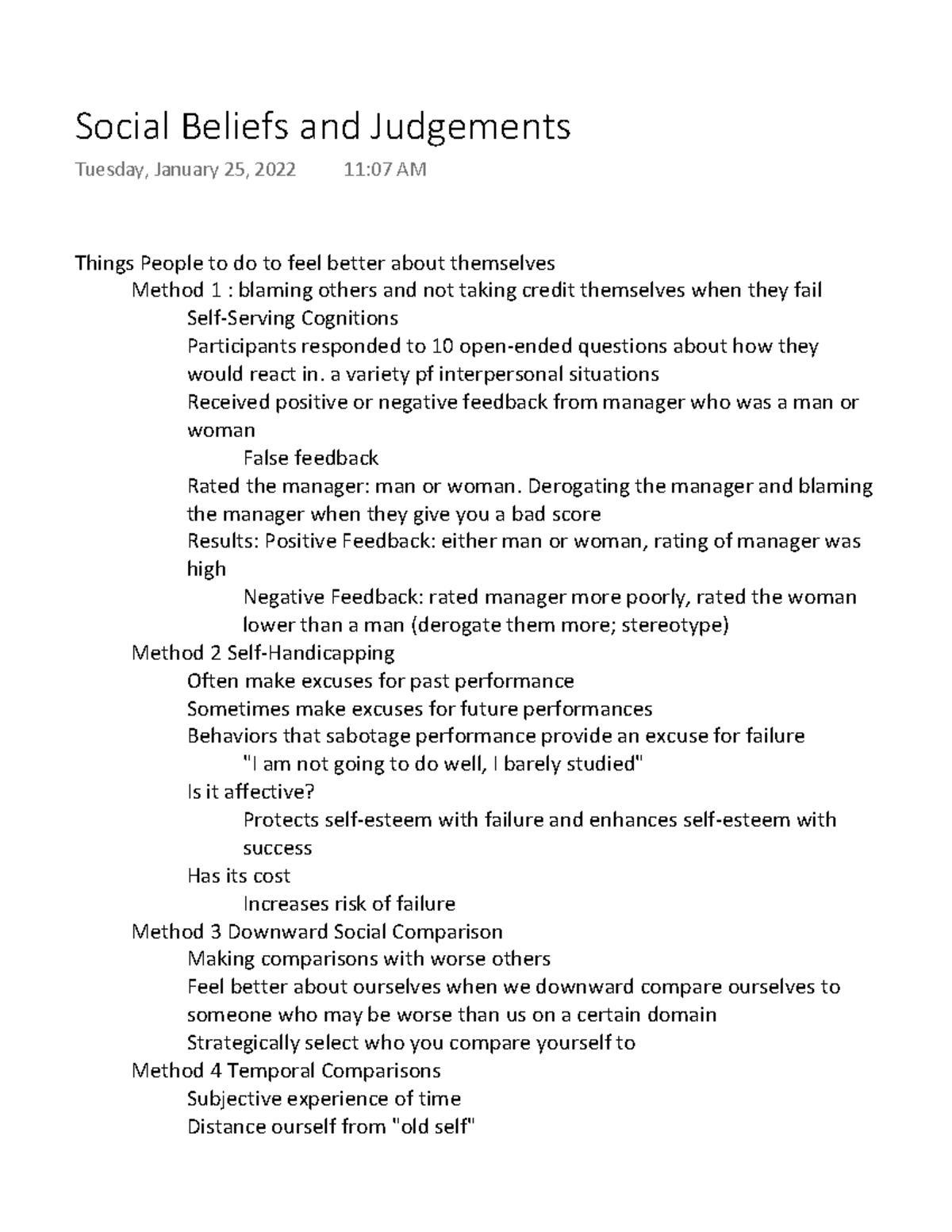 Social Beliefs and Judgements - Things People to do to feel better ...