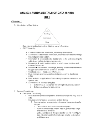 ANL303 EQP Specimen - good work - ANL303e Examination – July Semester 2017 Fundamentals of Data ...