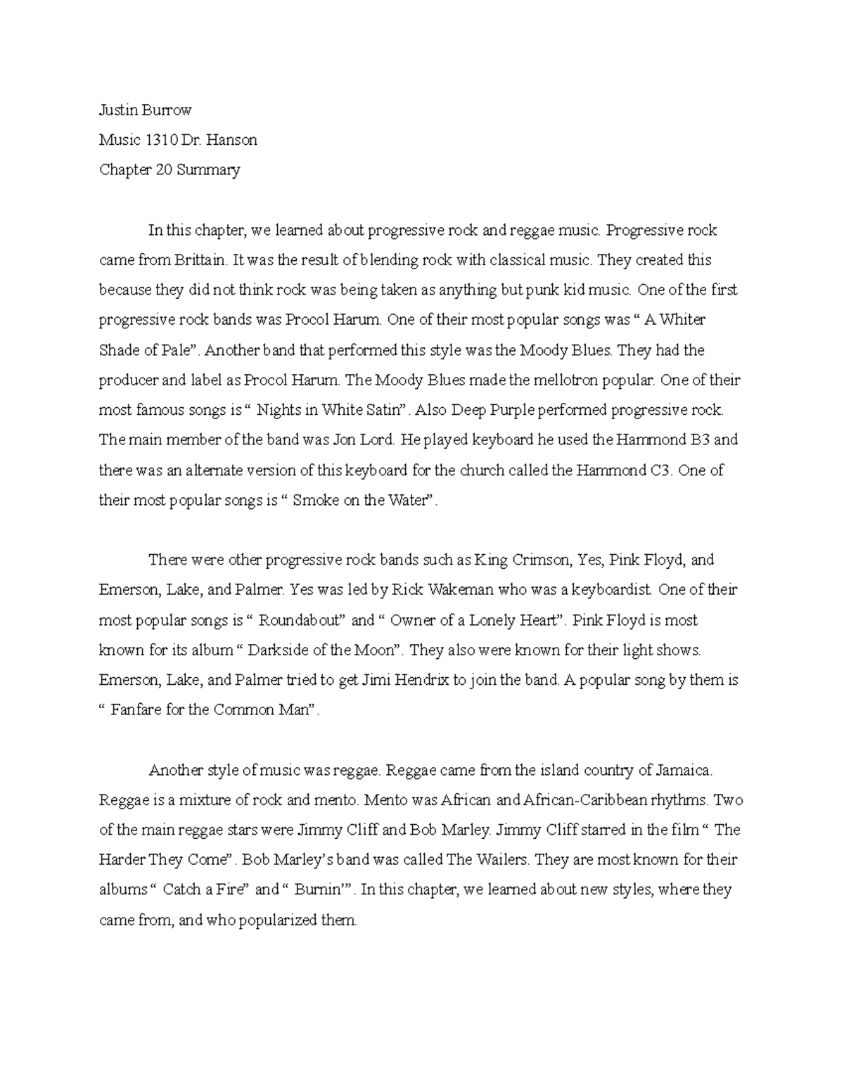 Music Chapter 20 Summary - Justin Burrow Music 1310 Dr. Hanson Chapter ...