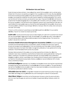 Information Technology Study Guide - ii) HIT has the potential to ...