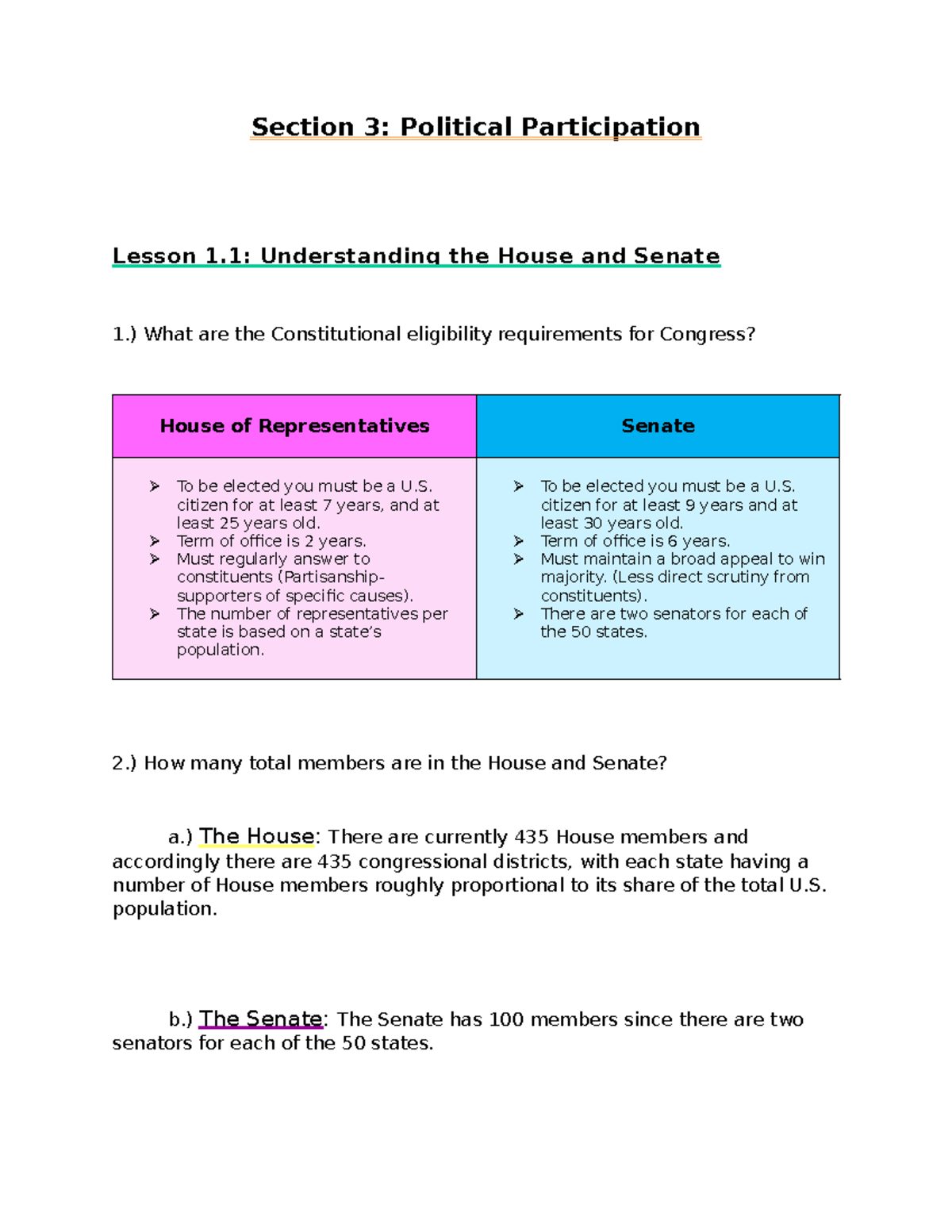 C963 Section 3 less 1-3 - Section 3: Political Participation Lesson 1 ...