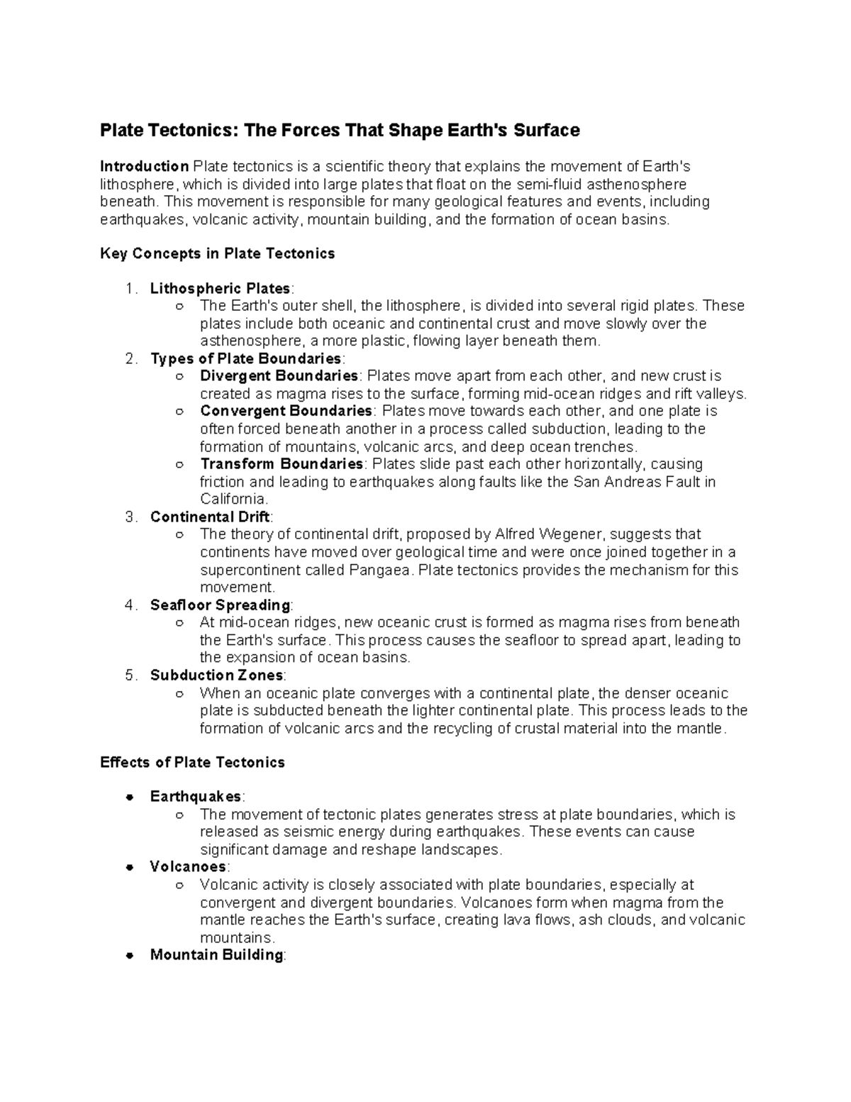 Reviewer 7 - Plate Tectonics: The Forces That Shape Earth's Surface ...