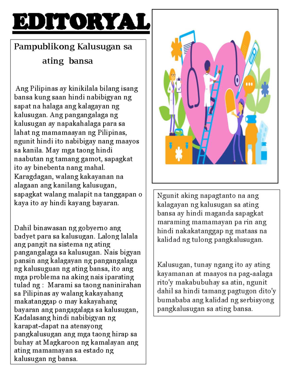 Gawain#09 at 10 Olfil 03 - Masining na Pagpapahayag - EDITORYAL Pampublikong Kalusugan sa ating ...
