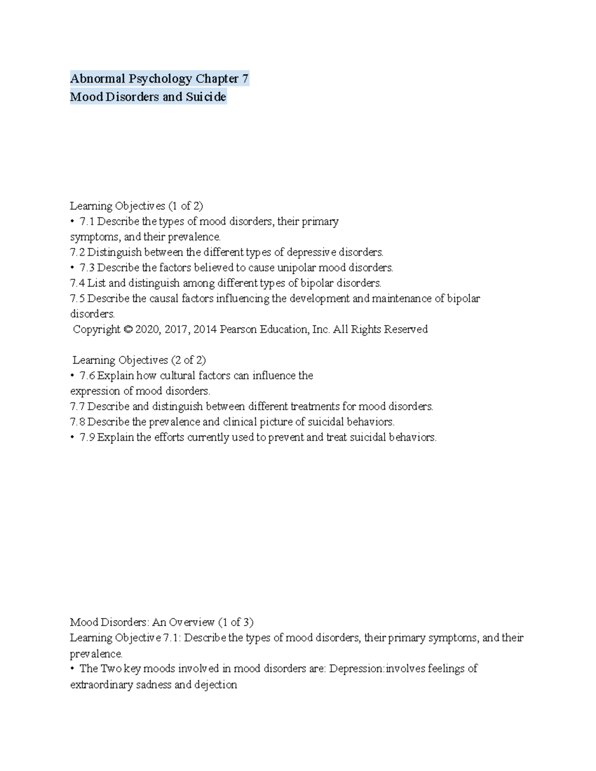 chapter 17 review for the exam 2 class notes - Abnormal Psychology ...