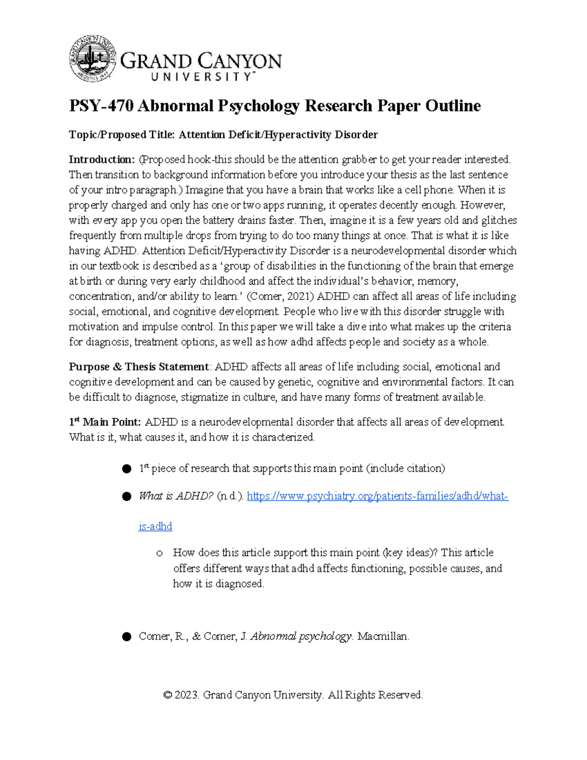 PSY-470-RS-T3-Outline Template - PSY-470 Abnormal Psychology Research ...